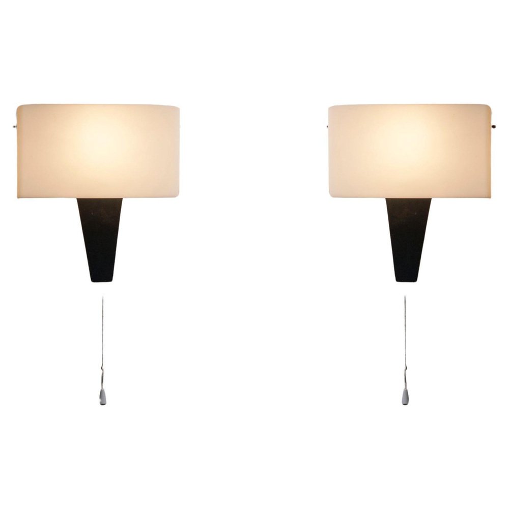 Abstract Wall Sconces in Acrylic and Metal, 1950s for sale at Pamono