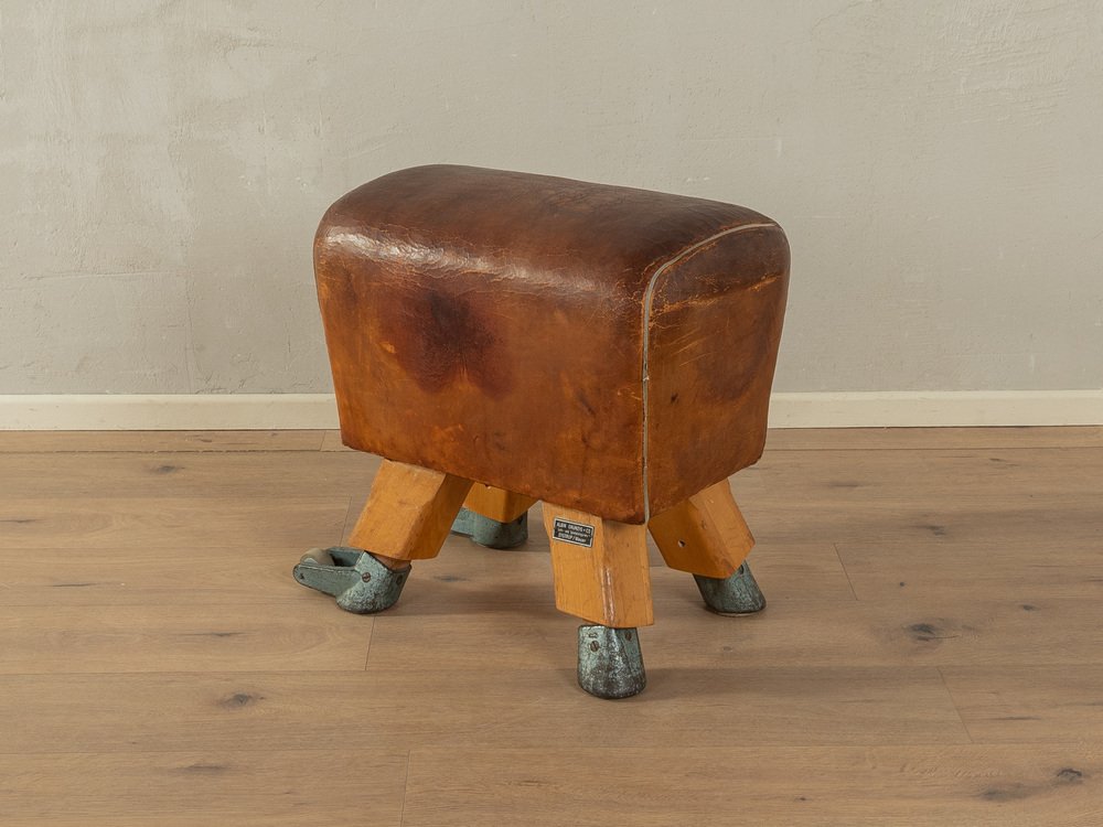 Vintage Leather Stool, 1960s for sale at Pamono