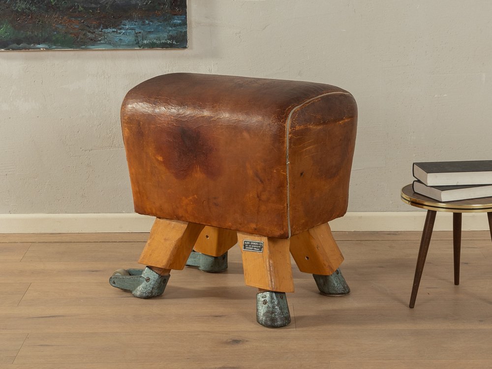 Vintage Leather Stool, 1960s for sale at Pamono