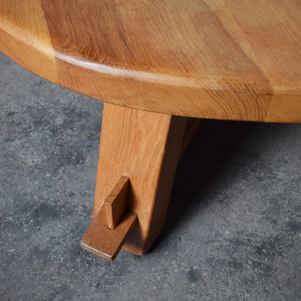 Mid-Century French Oak Tripod Coffee Table, 1960s for sale at Pamono