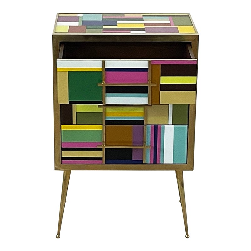 Small Dresser with Murano Glass Drawers, 1980s for sale at Pamono
