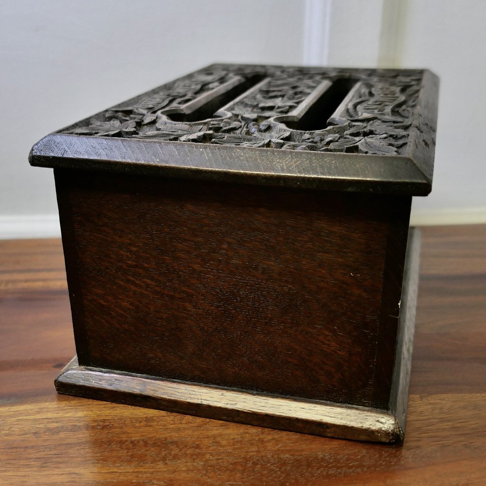 Antique Carved Oak Letter Box for sale at Pamono