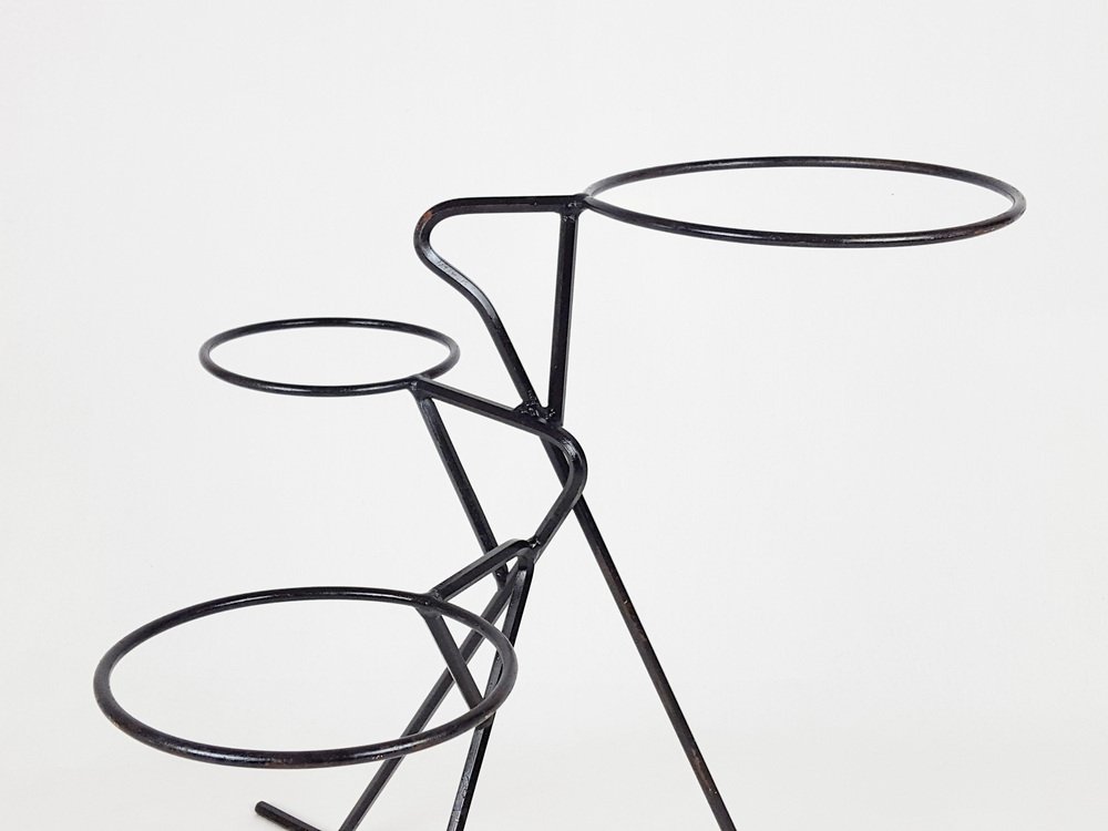 Mid-Century Black Metal Rod Plant Stand, 1950s for sale at Pamono