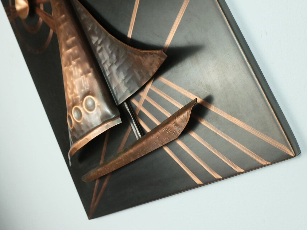 Mid-Century Copper Relief of Sailboat, 1950s for sale at Pamono