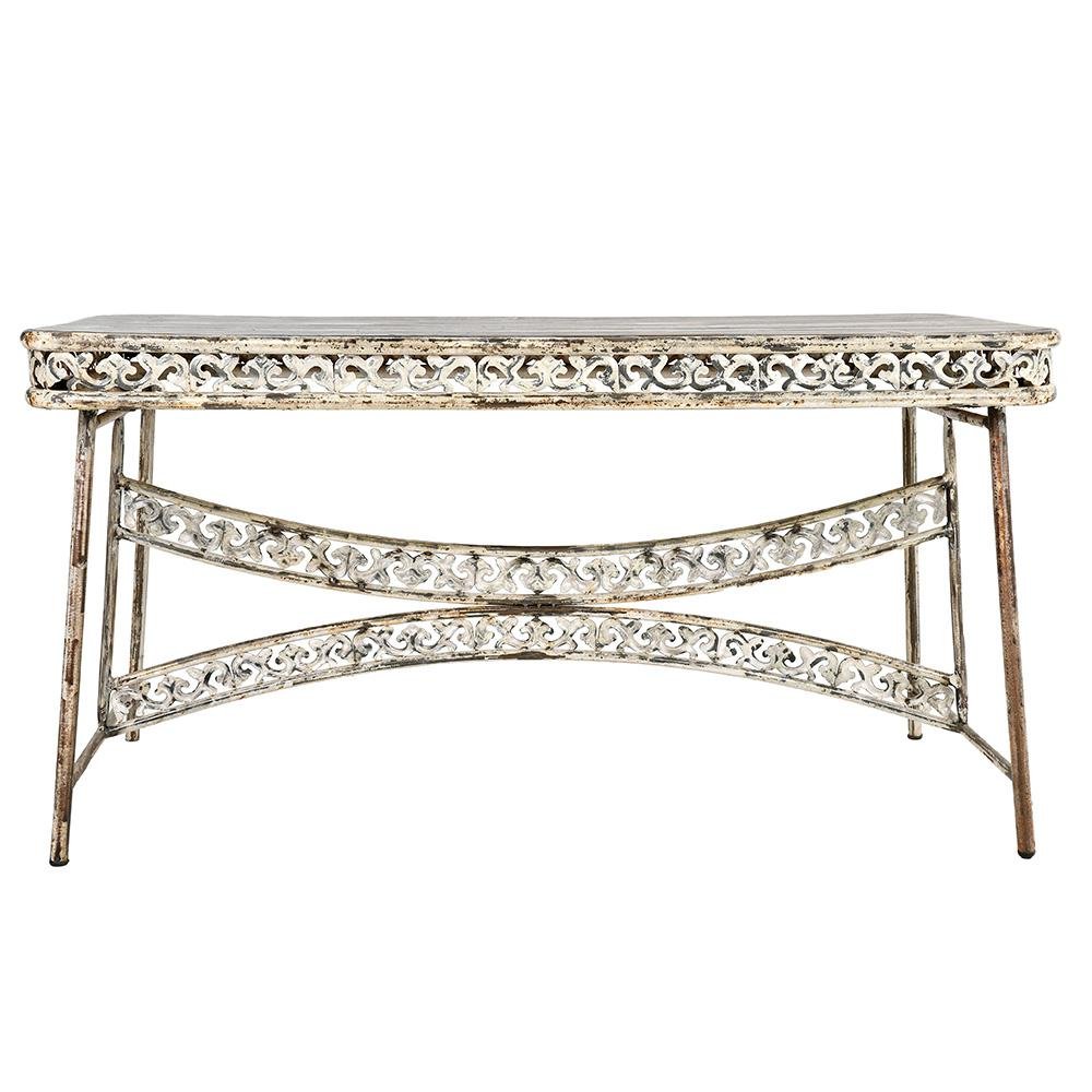 Chopped Metal Table with Wood Top for sale at Pamono