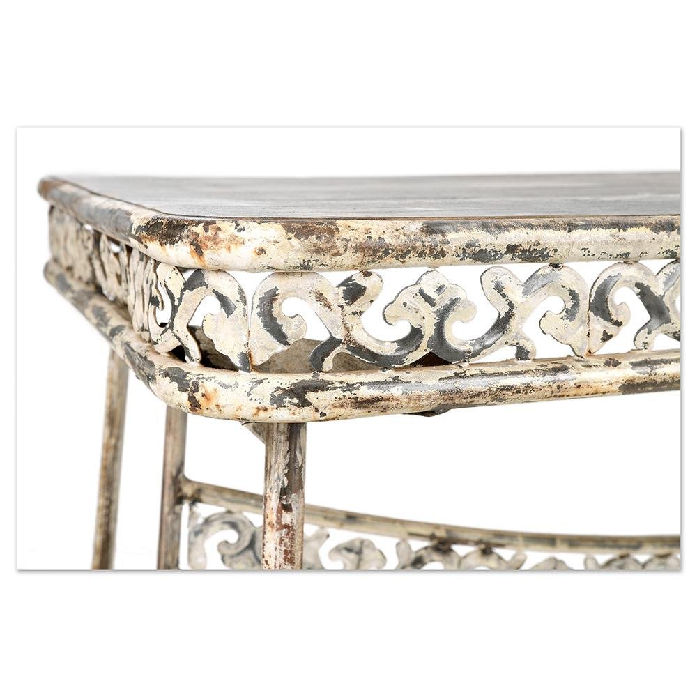 Chopped Metal Table with Wood Top for sale at Pamono