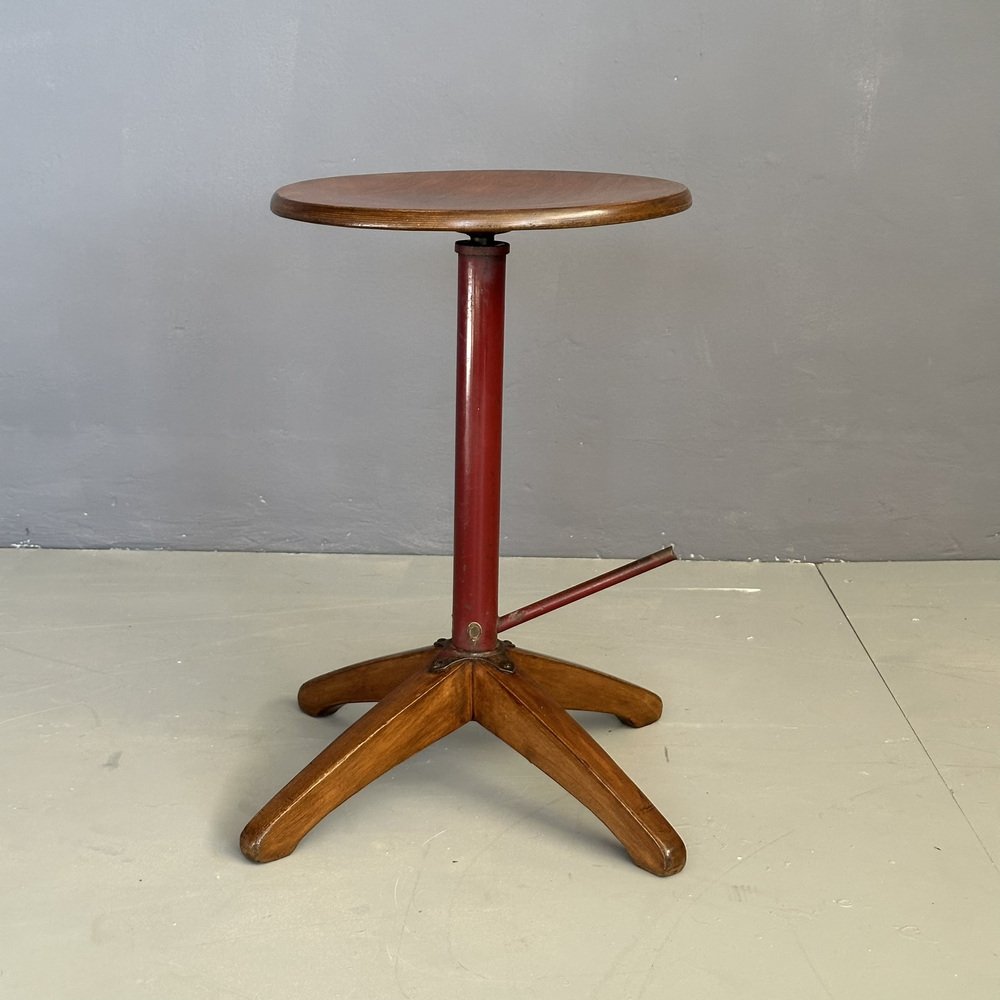 Italian Iron and Wood Stool, 1960s for sale at Pamono