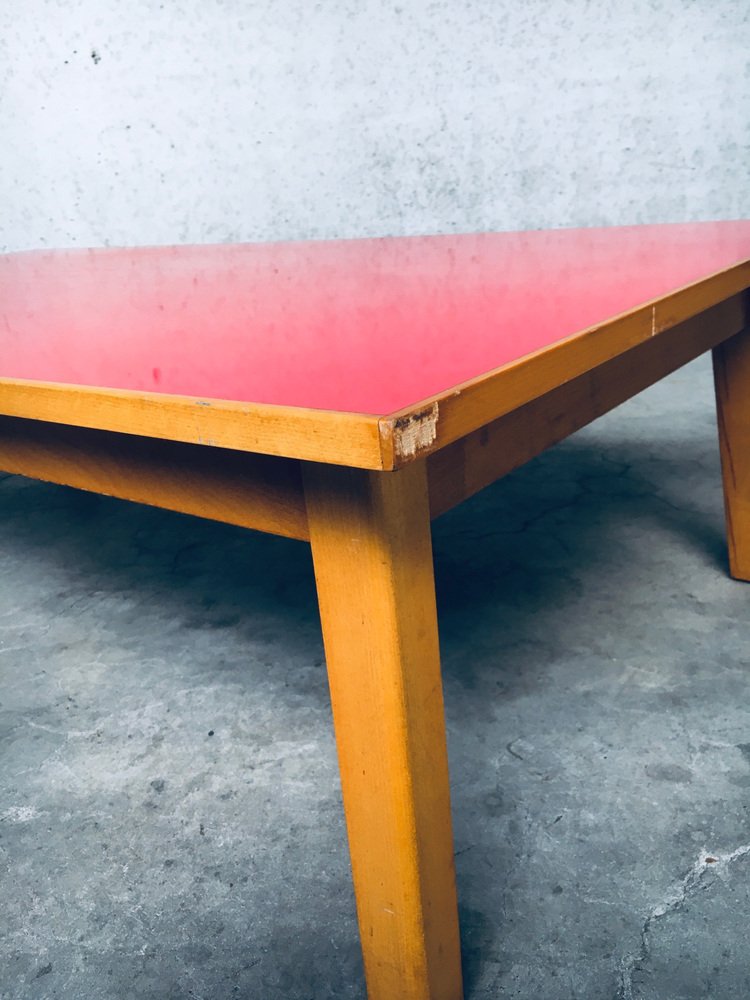 Mid-Century Red Coffee Table, Belgium, 1950s for sale at Pamono
