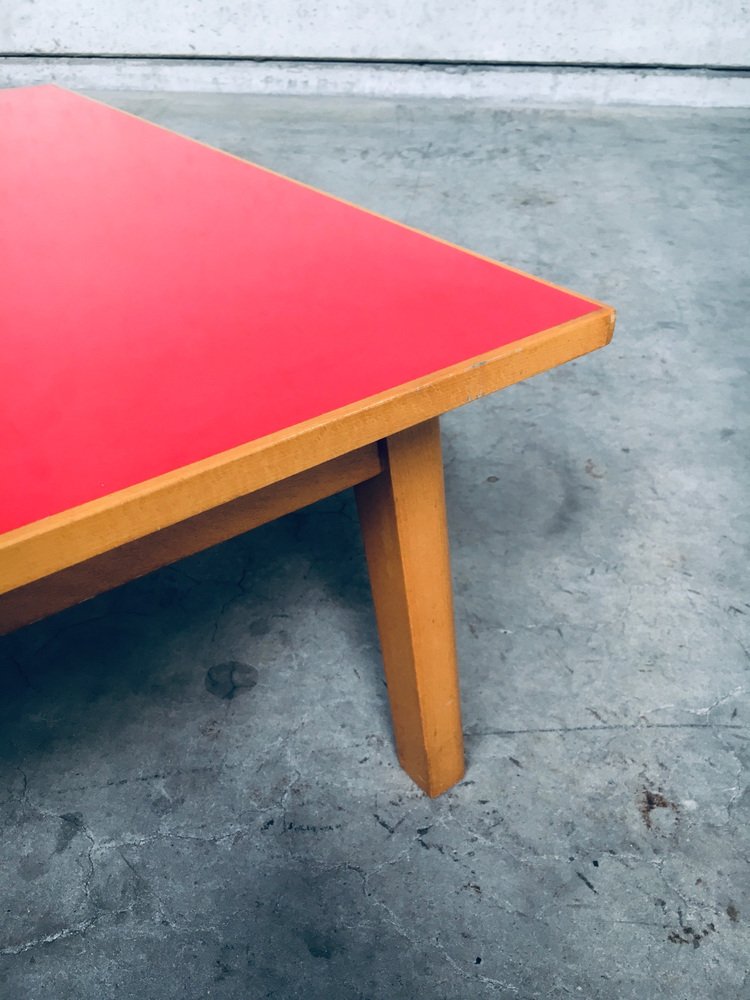 Mid-Century Red Coffee Table, Belgium, 1950s for sale at Pamono