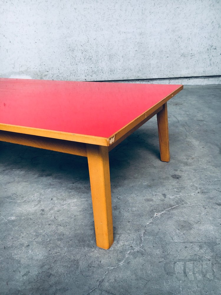 Mid-Century Red Coffee Table, Belgium, 1950s for sale at Pamono
