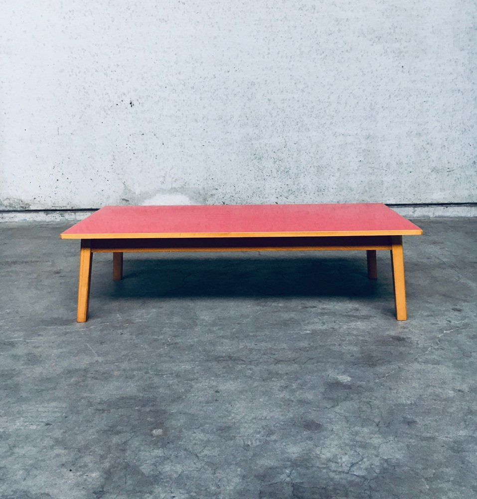 Mid-Century Red Coffee Table, Belgium, 1950s for sale at Pamono