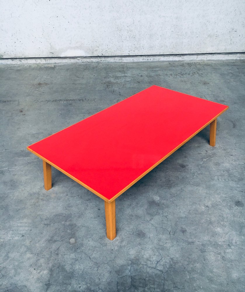Mid-Century Red Coffee Table, Belgium, 1950s for sale at Pamono