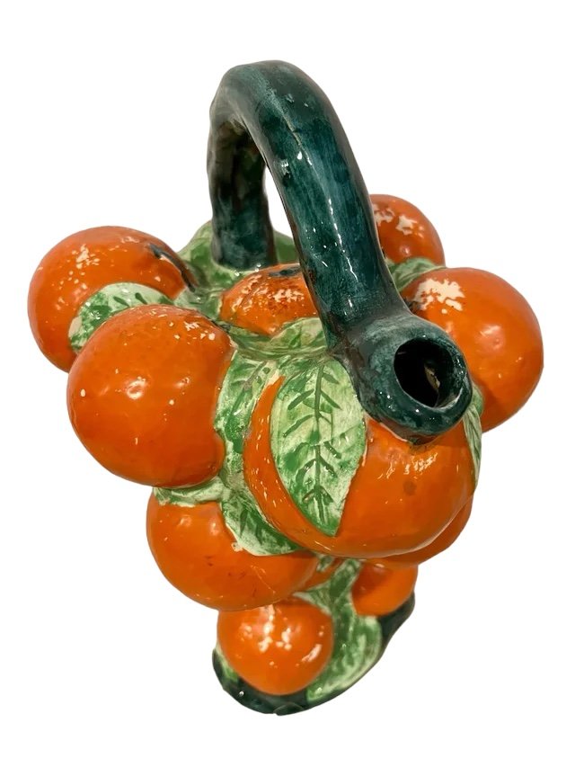 Vintage Spanish Jar with Orange Motif for sale at Pamono