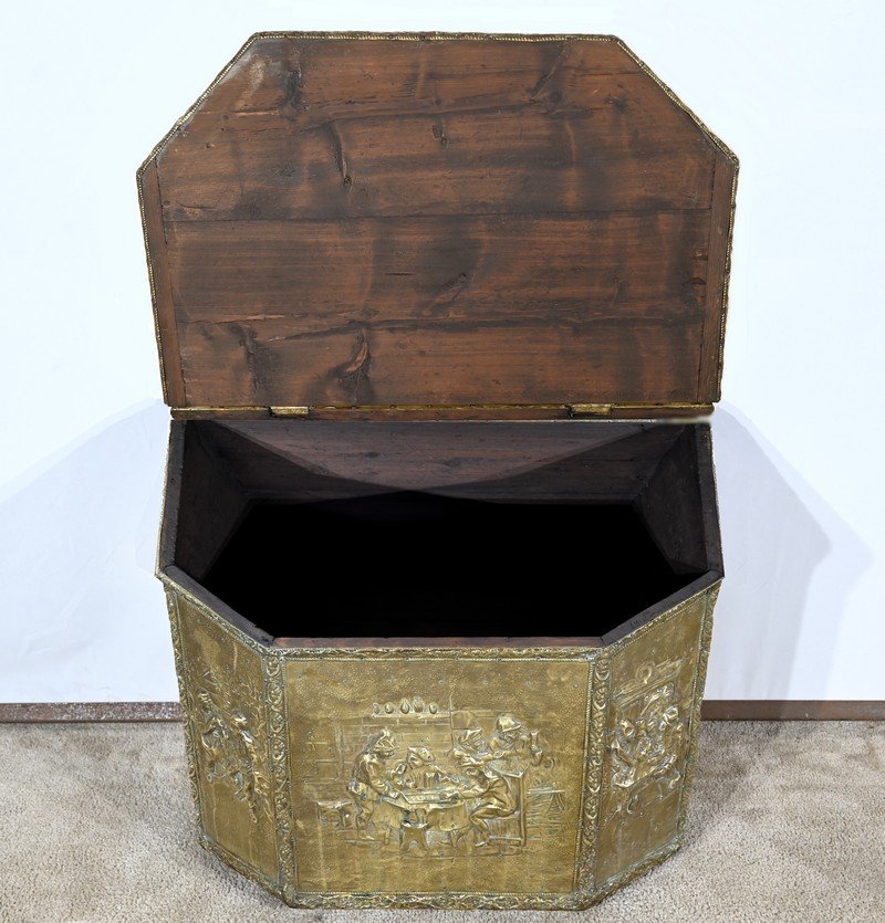 Antique Brass Log Chest for sale at Pamono