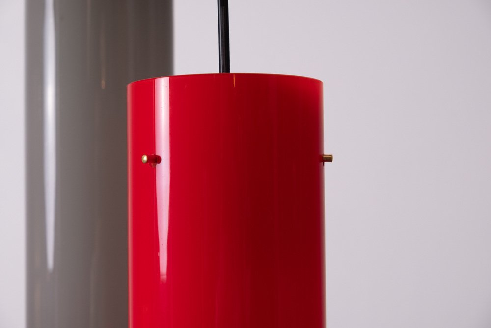 Mid-Century Red Pendant Light, 1950s for sale at Pamono