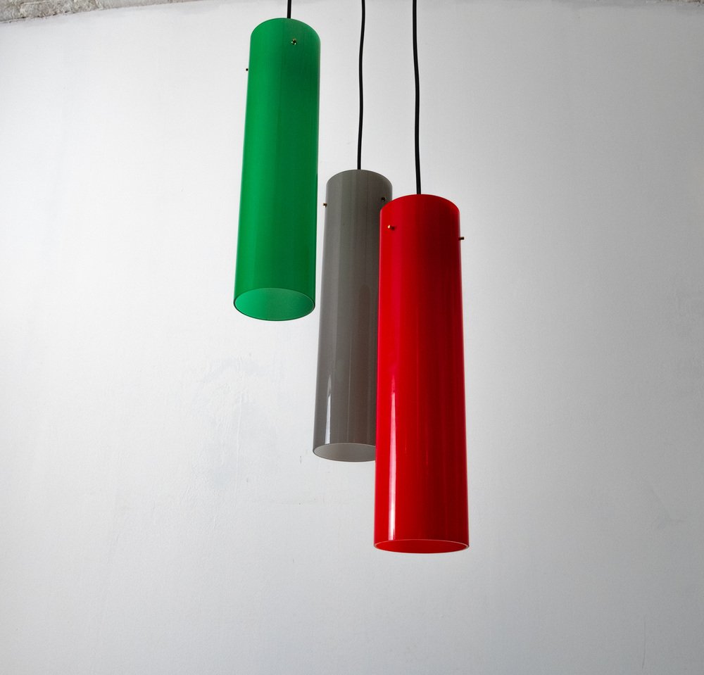 Mid-Century Red Pendant Light, 1950s for sale at Pamono