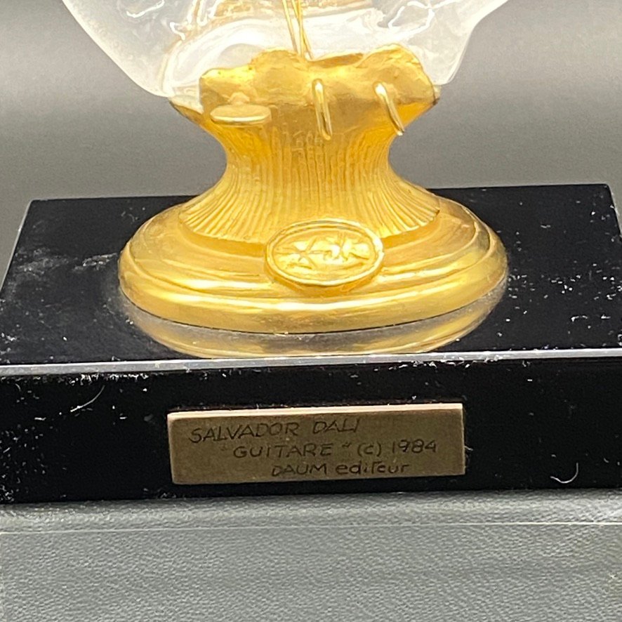 Glass Guitar Statue from Daum, 1984 for sale at Pamono