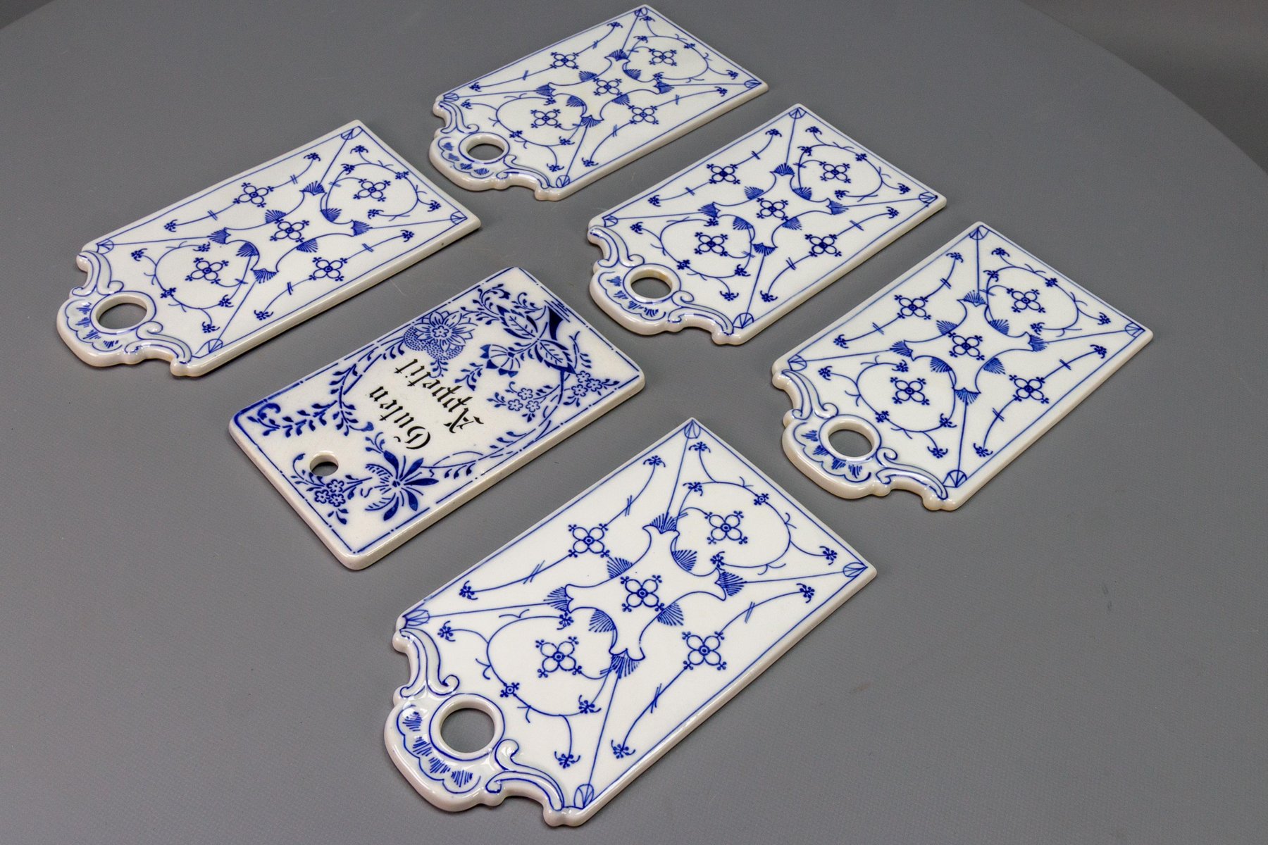 White and Blue Porcelain Breakfast Boards, Germany, 1930s, Set of 6 for ...
