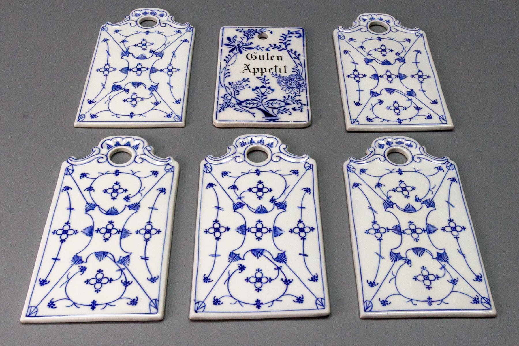 White and Blue Porcelain Breakfast Boards, Germany, 1930s, Set of 6 for ...