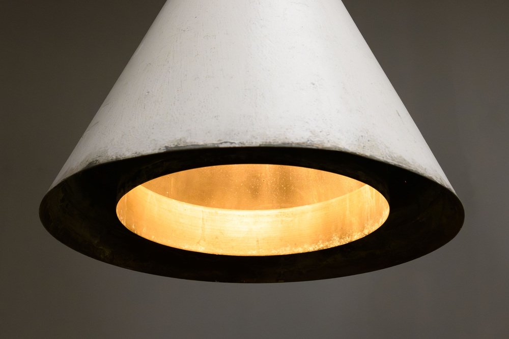 Conical White Pendant Lights, 1950s, Set of 2 for sale at Pamono