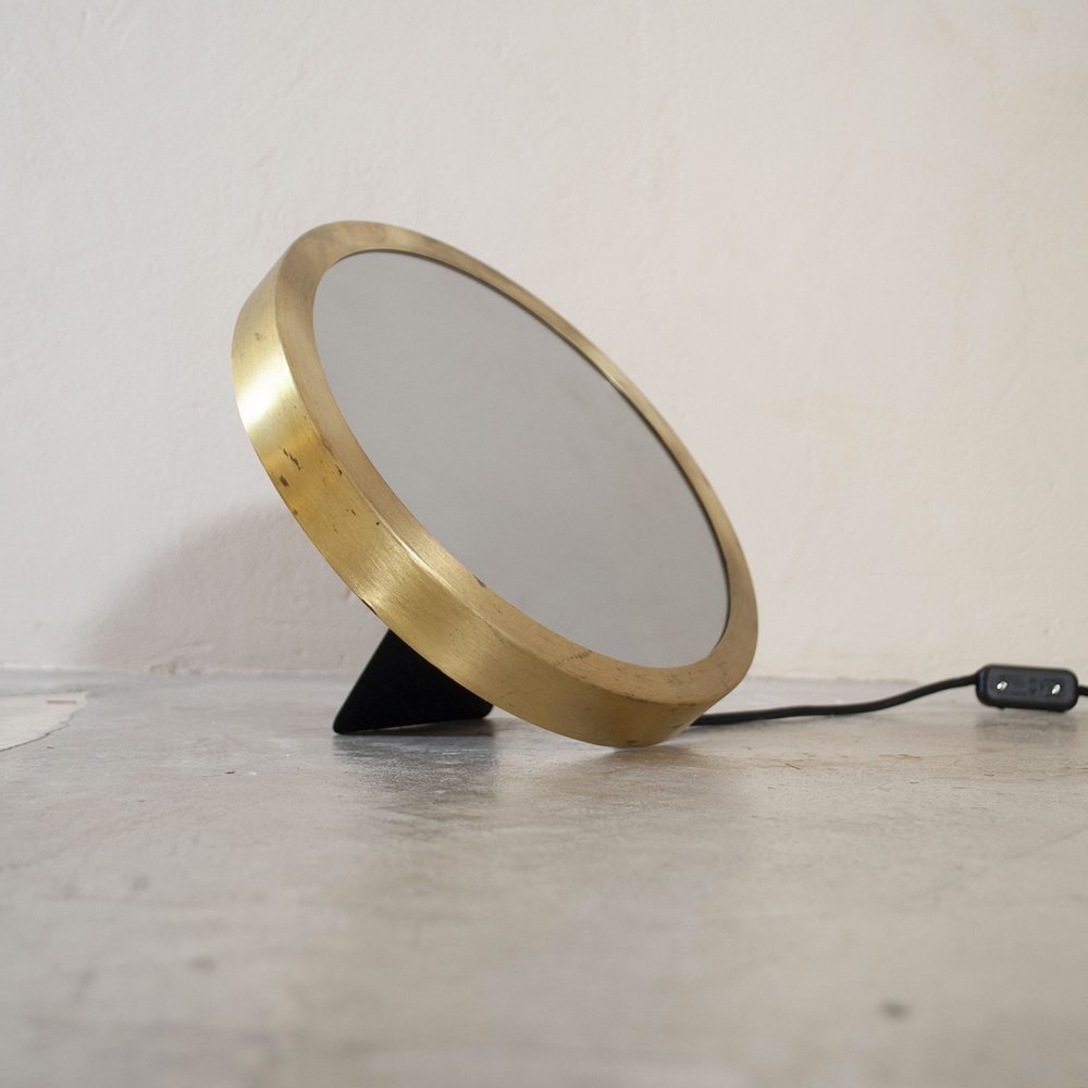 Illuminating Infinity Mirror with Brass Frame, 1970s for sale at Pamono