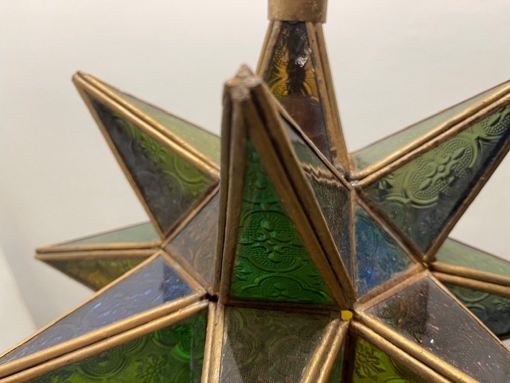 Vintage Glass Star Pendant Light, 1970s for sale at Pamono