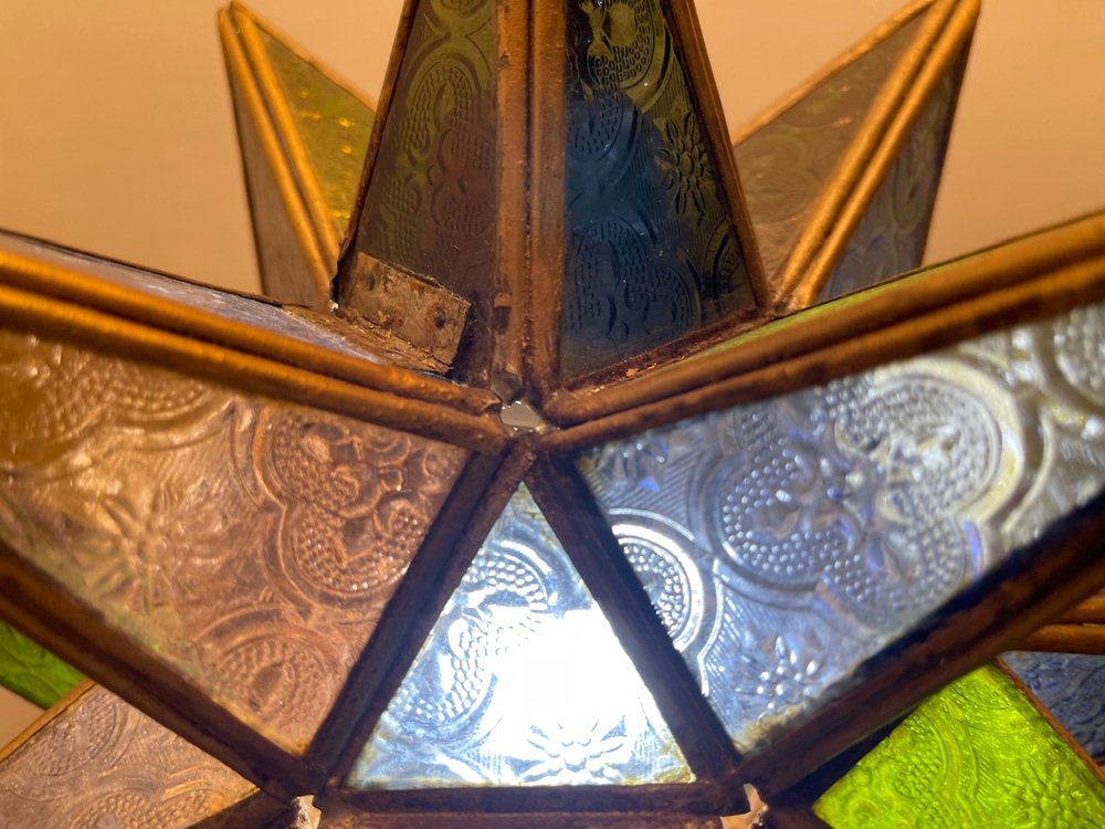 Vintage Glass Star Pendant Light, 1970s for sale at Pamono
