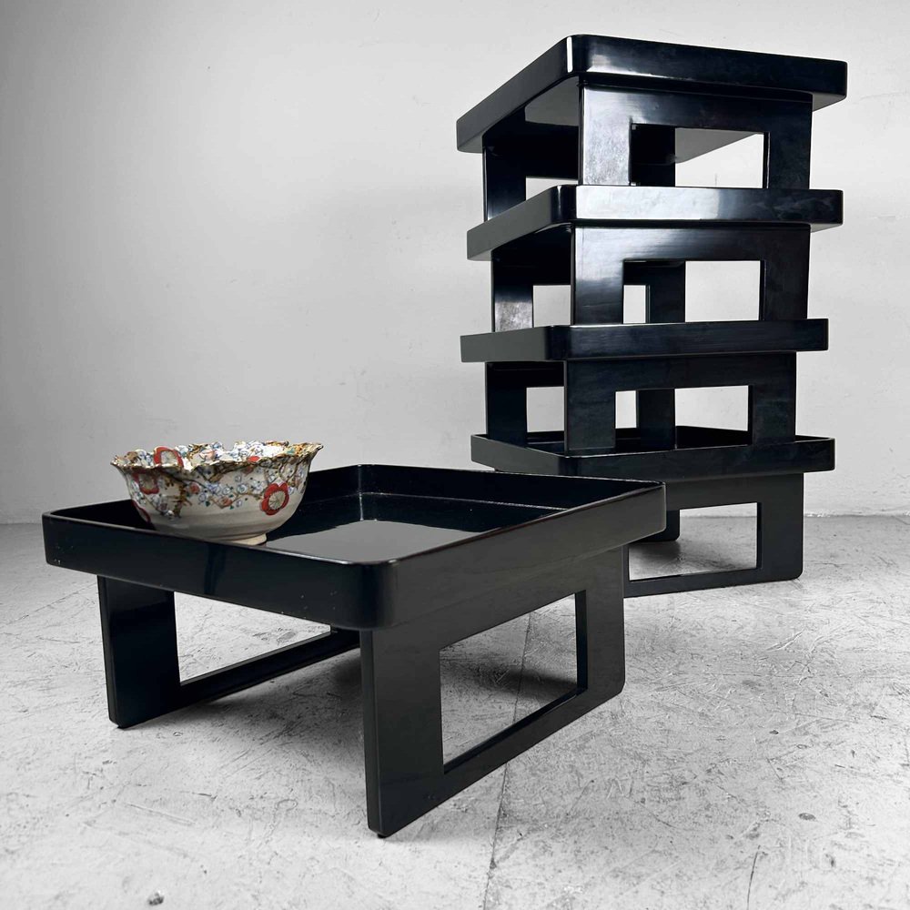 Taishō Era Urushi Lacquer Serving Tables, Japan, 1920s, Set of 6 for ...