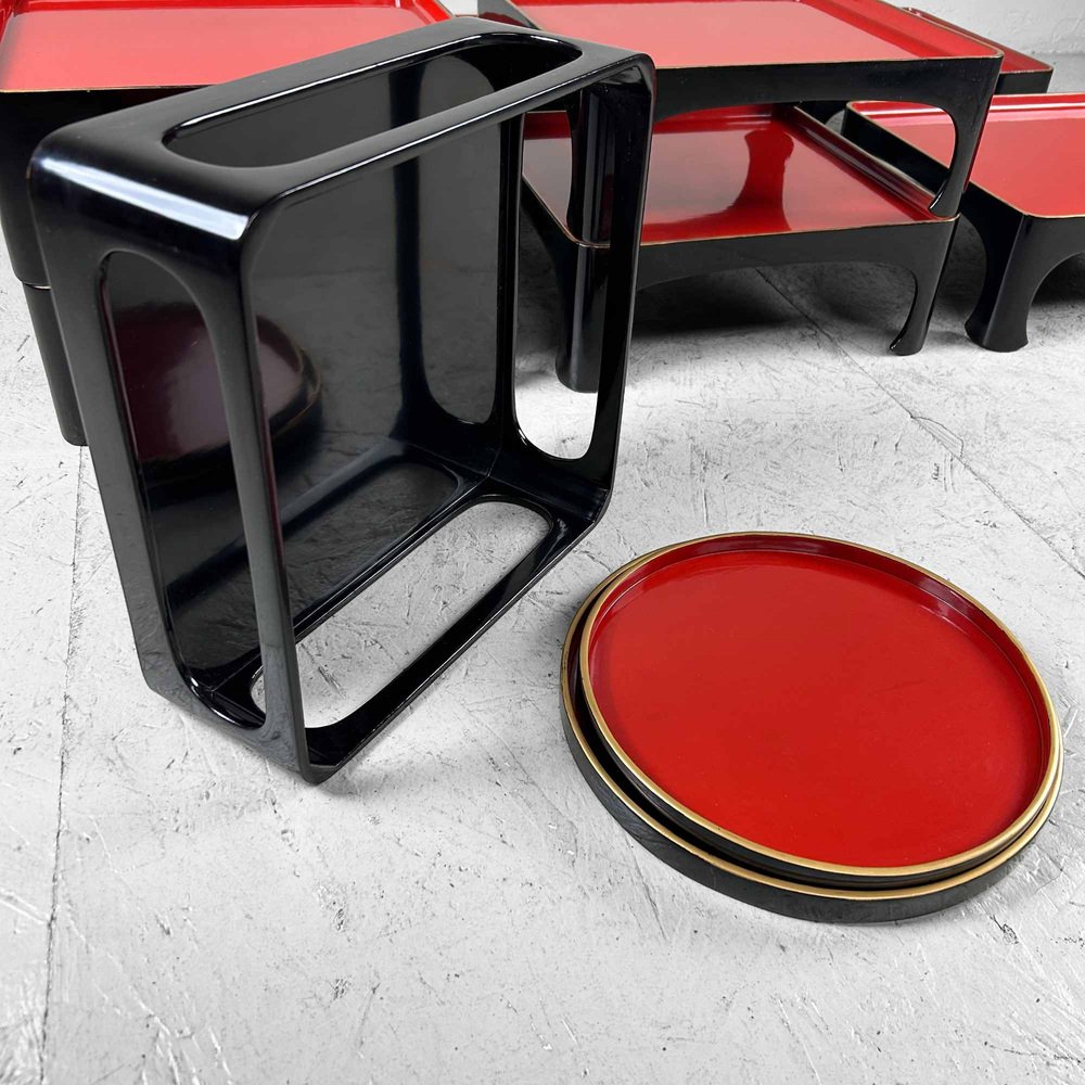 Taishō Period Urushi Lacquerware Serving Tables, Japan, 1920s, Set of ...