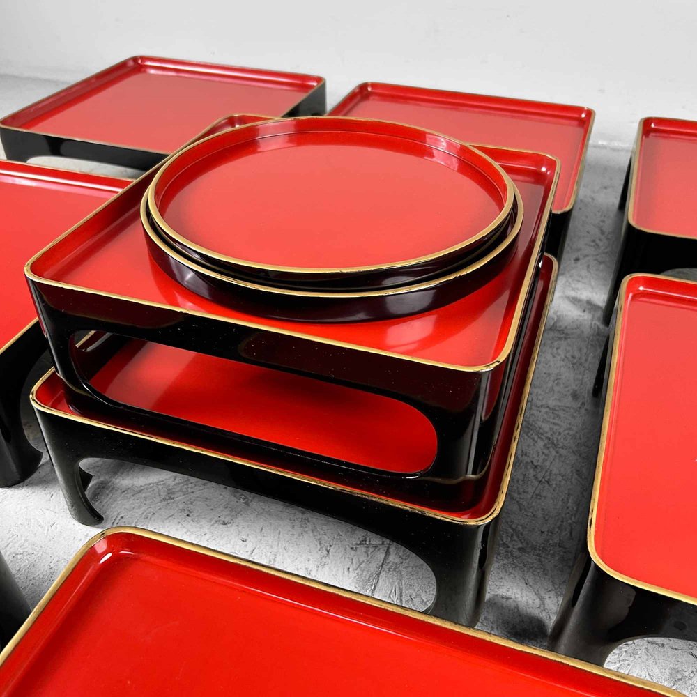 Taishō Period Urushi Lacquerware Serving Tables, Japan, 1920s, Set of ...