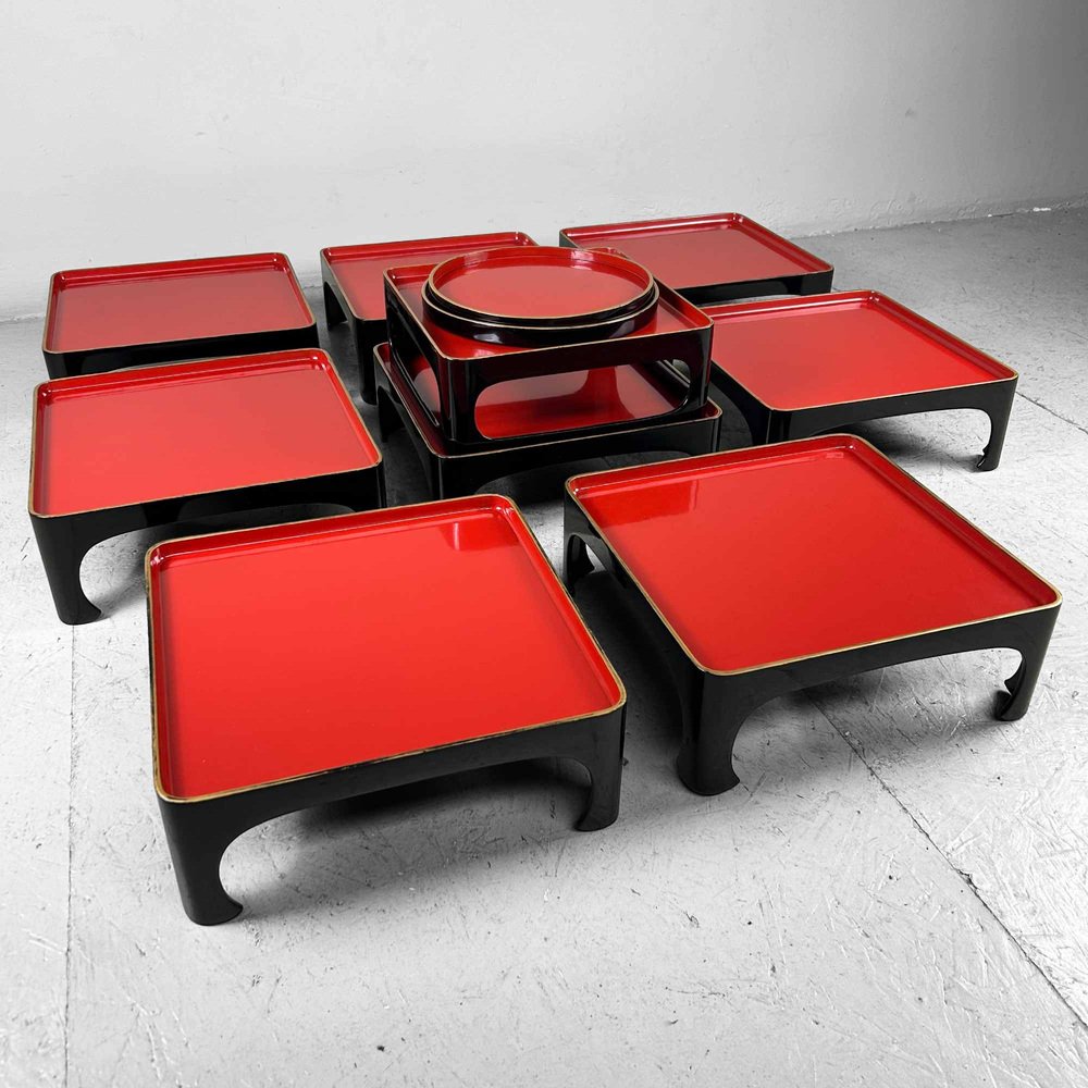 Taishō Period Urushi Lacquerware Serving Tables, Japan, 1920s, Set of ...