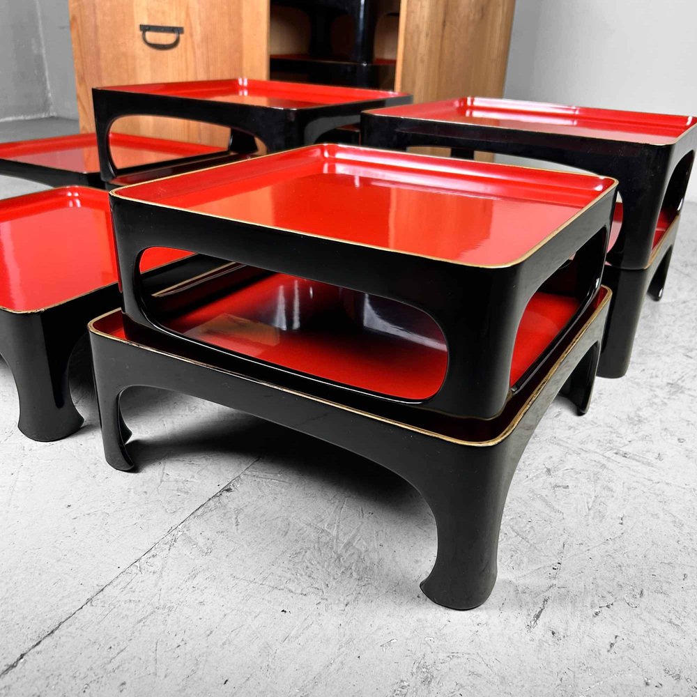 Taishō Period Traditional Urushi Lacquerware Serving Tables, Japan, 1920s, Set of 12 for sale at ...