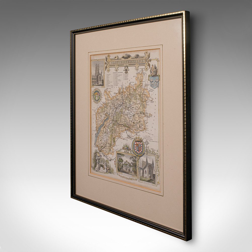 Antique English Lithography Map for sale at Pamono