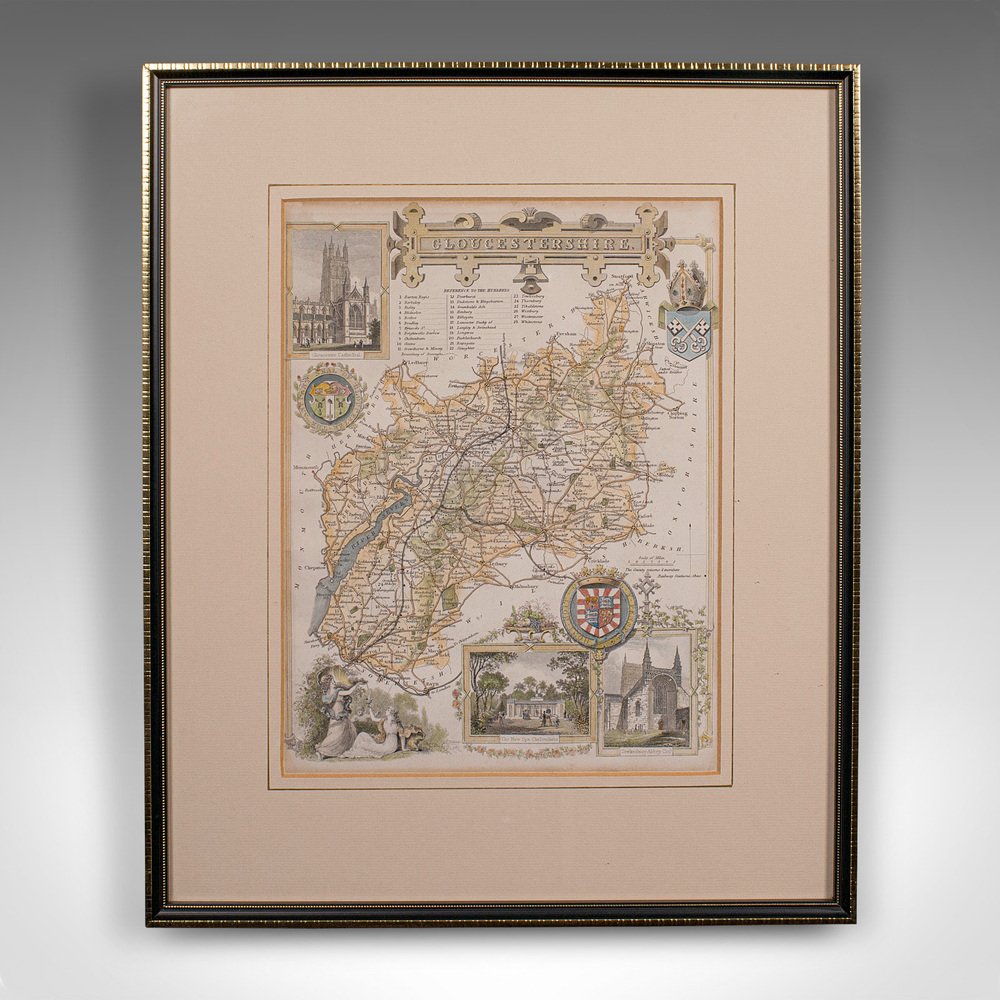 Antique English Lithography Map for sale at Pamono