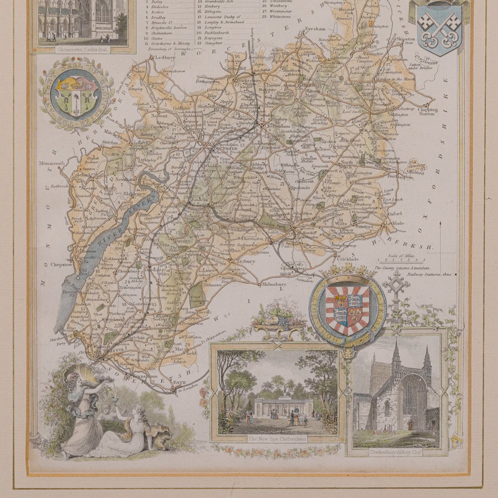 Antique English Lithography Map for sale at Pamono