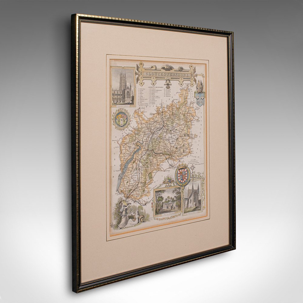 Antique English Lithography Map for sale at Pamono