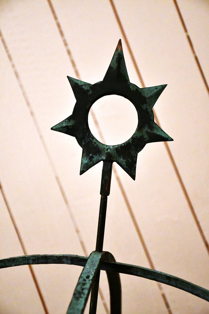 Large Swedish Garden Wrought Copper Sundial, 1950s for sale at Pamono