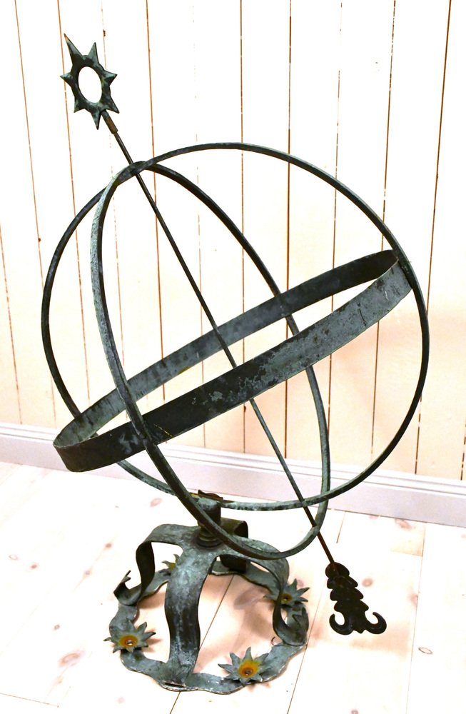Large Swedish Garden Wrought Copper Sundial, 1950s for sale at Pamono