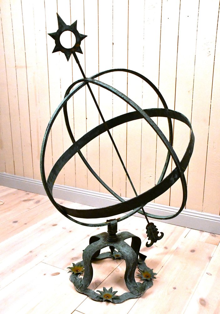 Large Swedish Garden Wrought Copper Sundial, 1950s for sale at Pamono