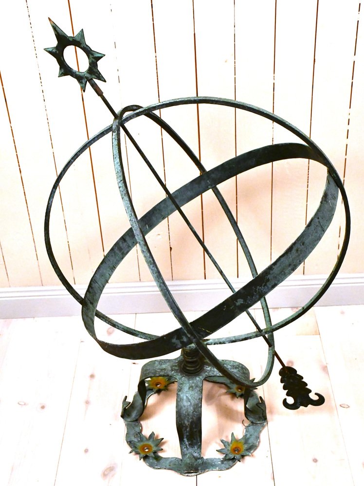 Large Swedish Garden Wrought Copper Sundial, 1950s for sale at Pamono