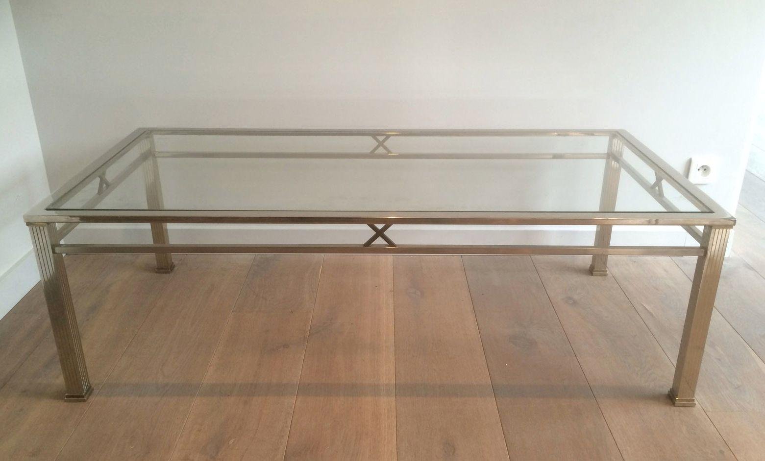 Neoclassical Coffee Table in Chrome and Brass, 1970s for sale at Pamono