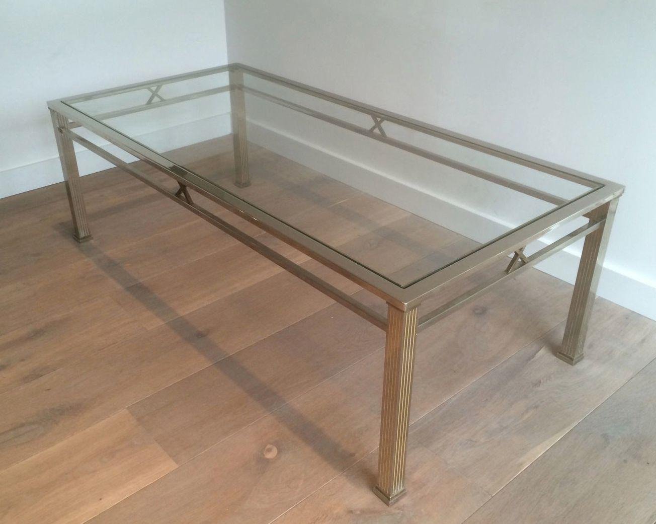 Neoclassical Coffee Table in Chrome and Brass, 1970s for sale at Pamono