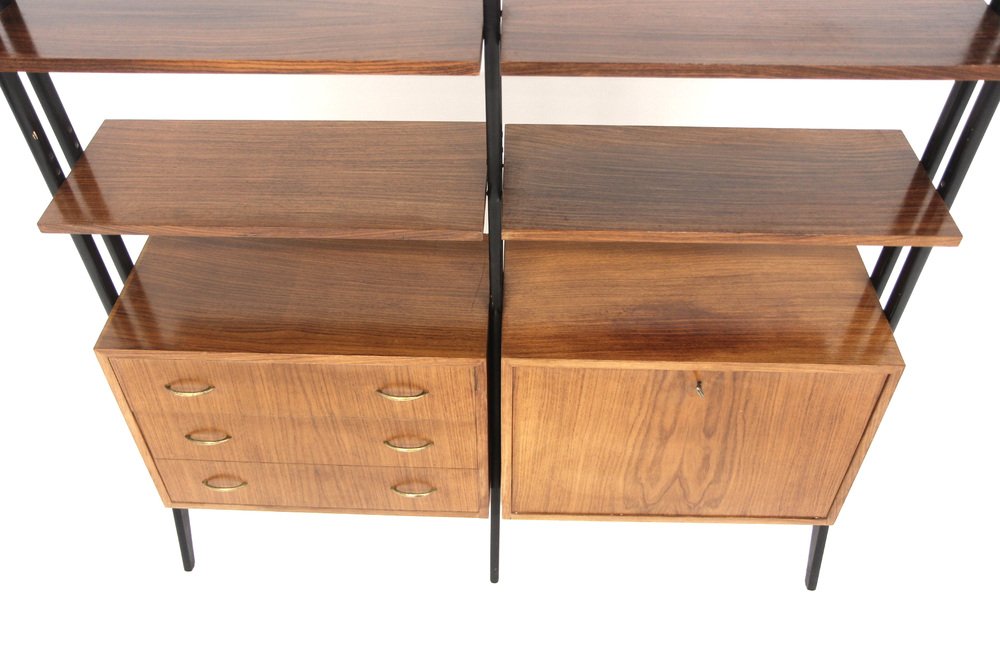 Double Scandinavian Library in Mahogany, 1960s for sale at Pamono