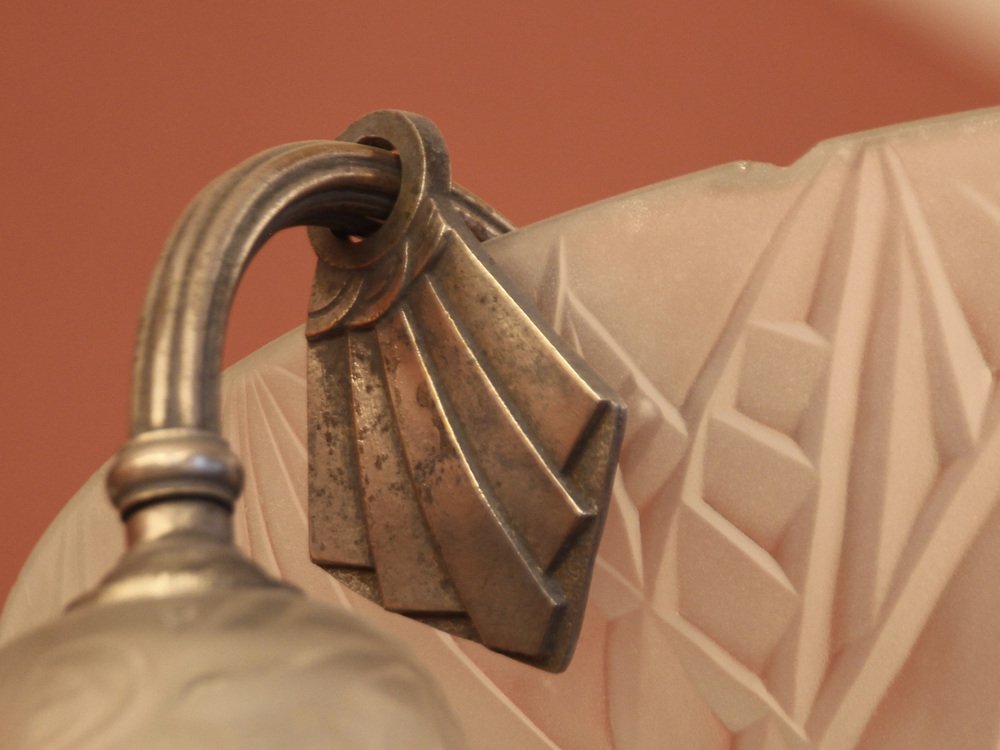 French Art Deco Cubist Ceiling Lamp from Noverdy, 1920s for sale at Pamono