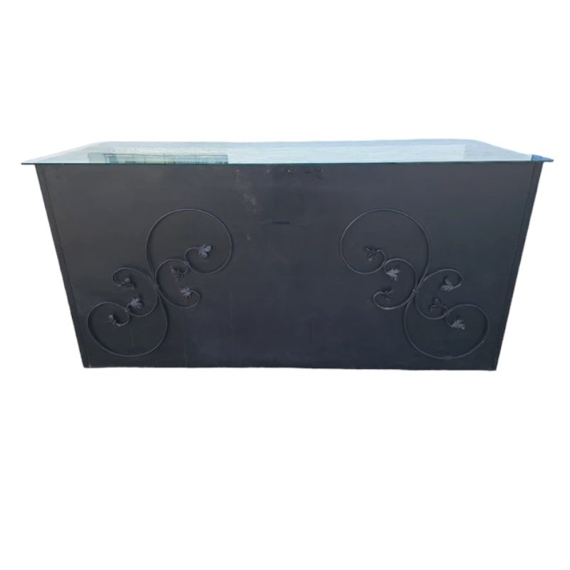 Mid-Century Modernist Metal and Crystal Reception Desk for sale at Pamono