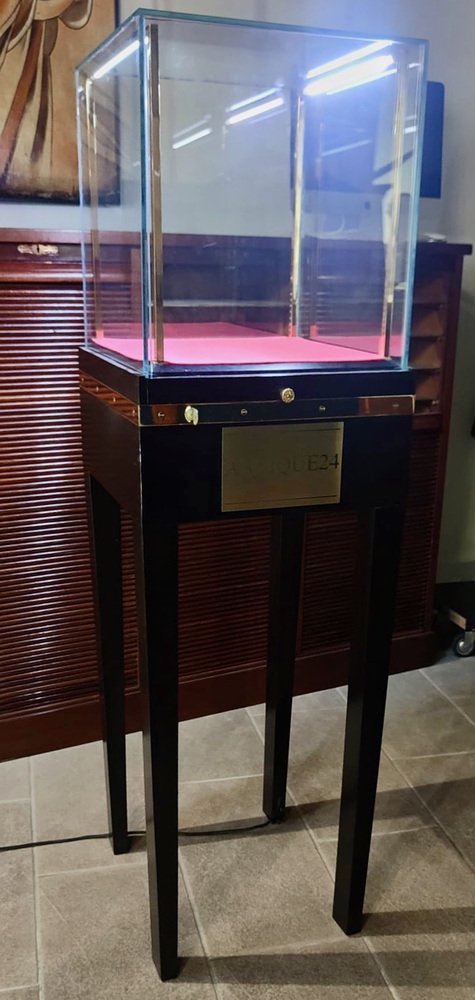 Mahogany Showcase with Integrated LED Lights for sale at Pamono