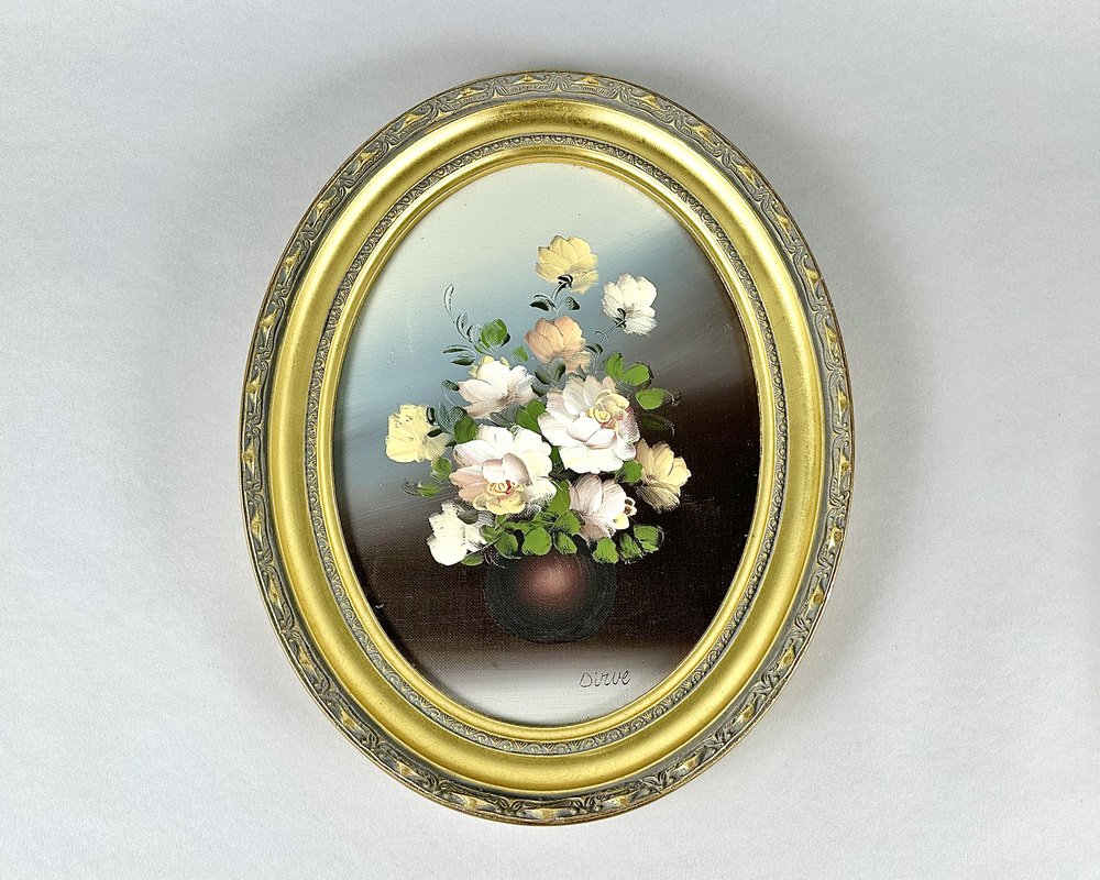 Französischer Künstler, Blumenstillleben, 1950er, Ölgemälde auf ...