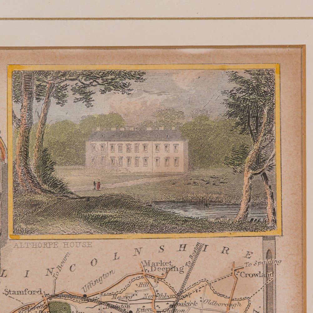 Antique Framed Lithographic Map of Northamptonshire, England, 1860 for ...
