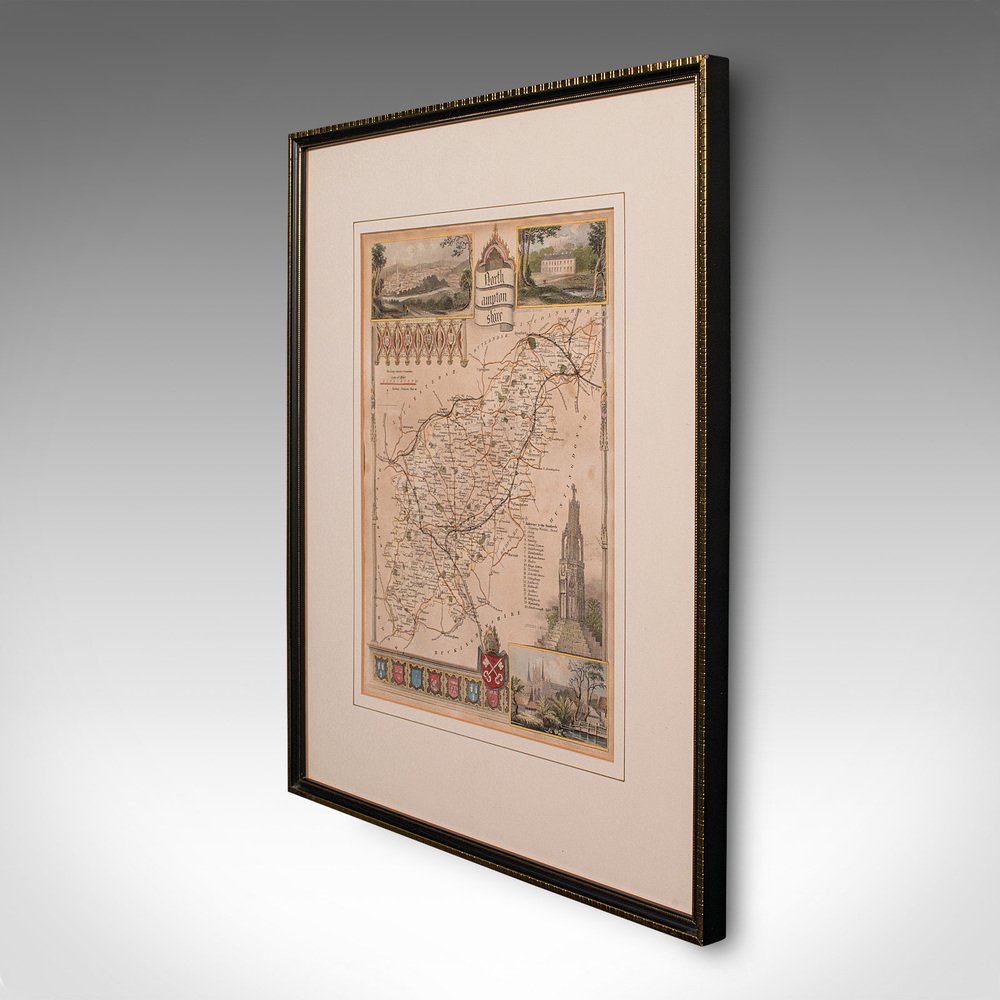 Antique Framed Lithographic Map of Northamptonshire, England, 1860 for ...