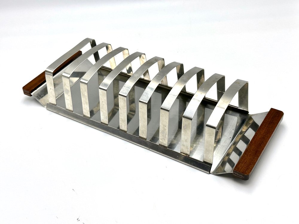 Mid-Century Modern Teak and Steel Toast Rack, 1970s for sale at Pamono Mid-Century Modern Teak and Steel Toast Rack, 1970s for sale at Pamono